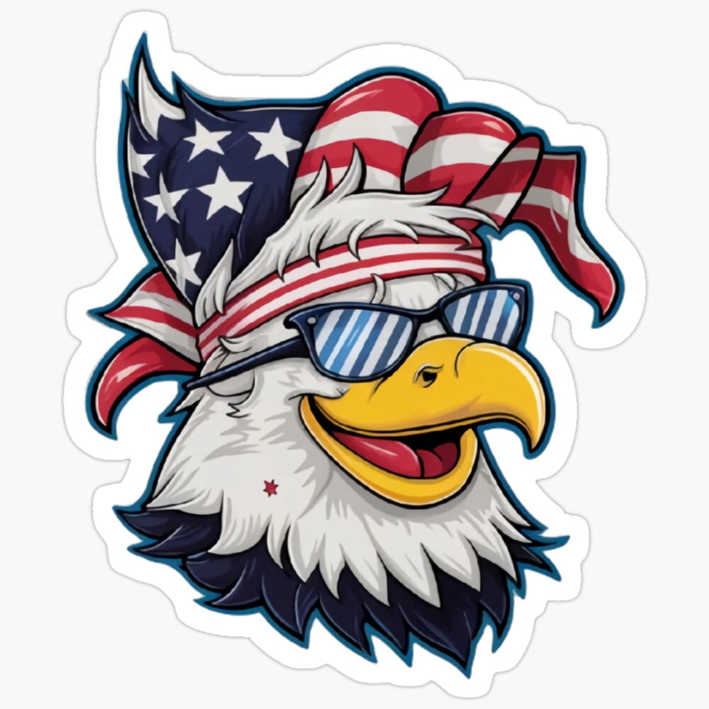 DOPASTICKER American Eagle Head Cartoon Sticker Fourth Of July Sticker ...