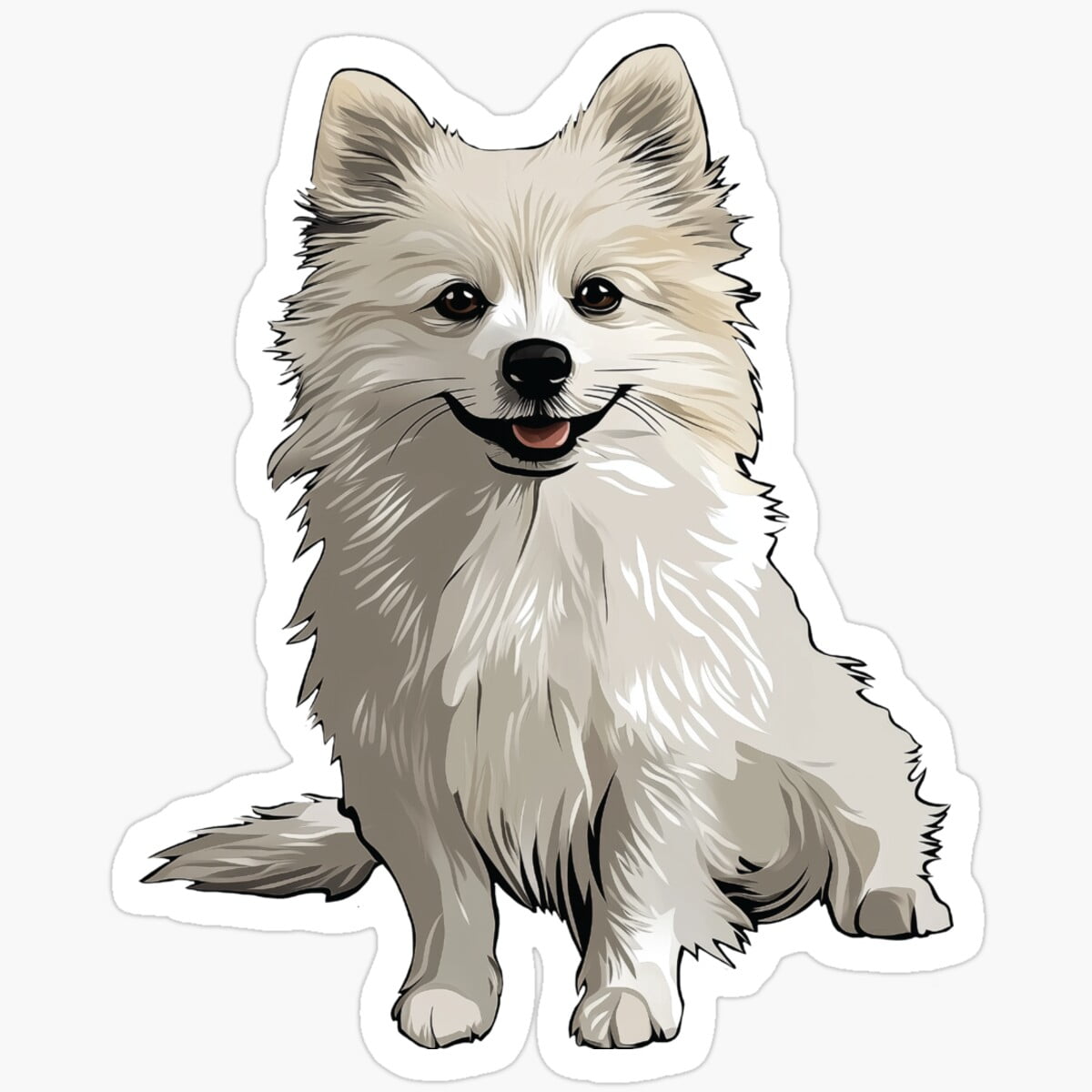 DOPASTICKER American Eskimo Dog Illustration Sticker, Waterproof Decal ...