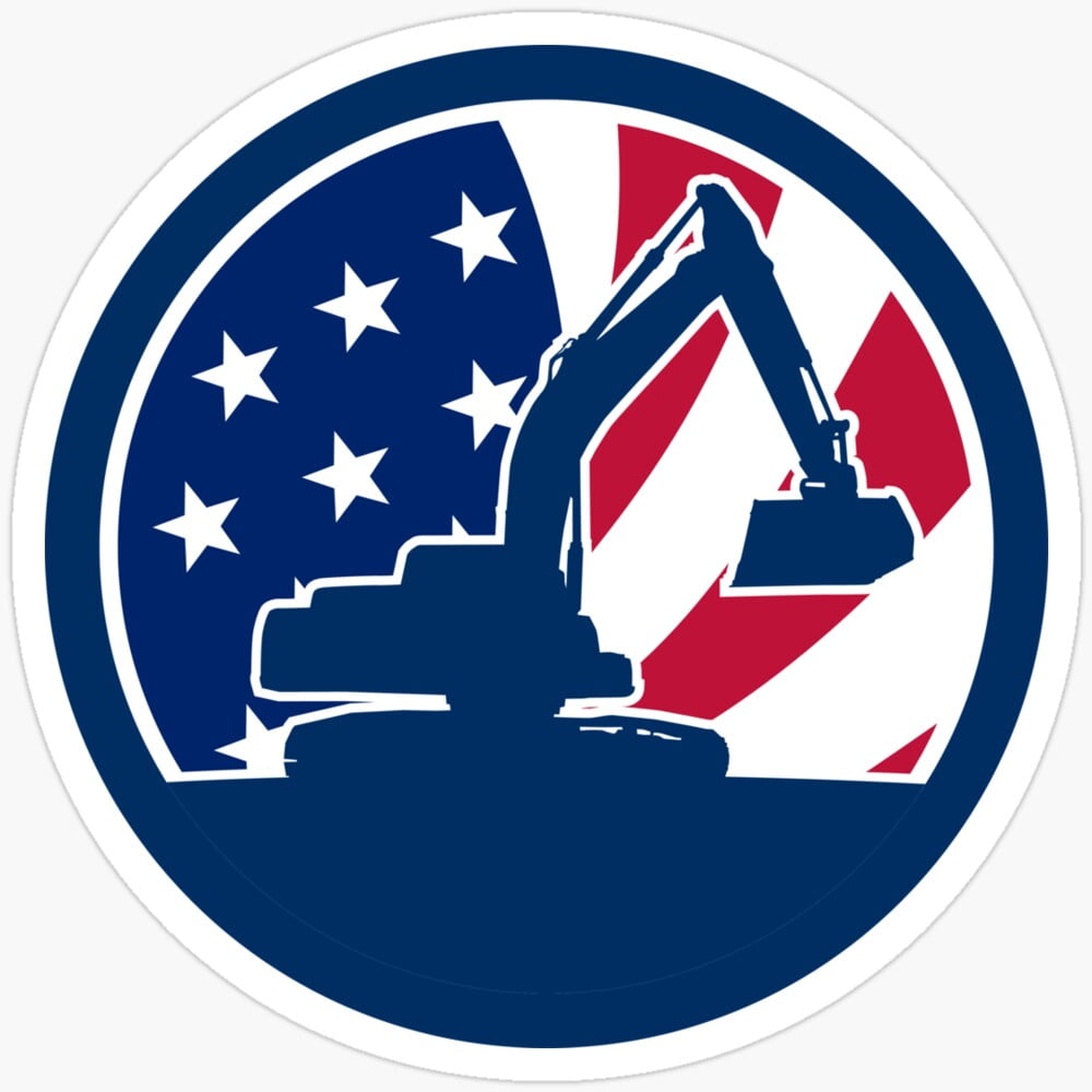DOPASTICKER American Excavator Usa Flag Icon Sticker Phone Decal Water ...