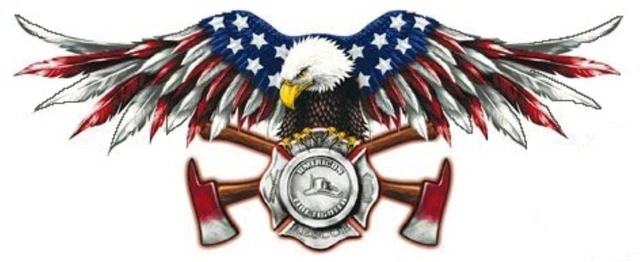 DOPASTICKER American Firefighter Eagle With Usa Flag On Wings Sticker ...