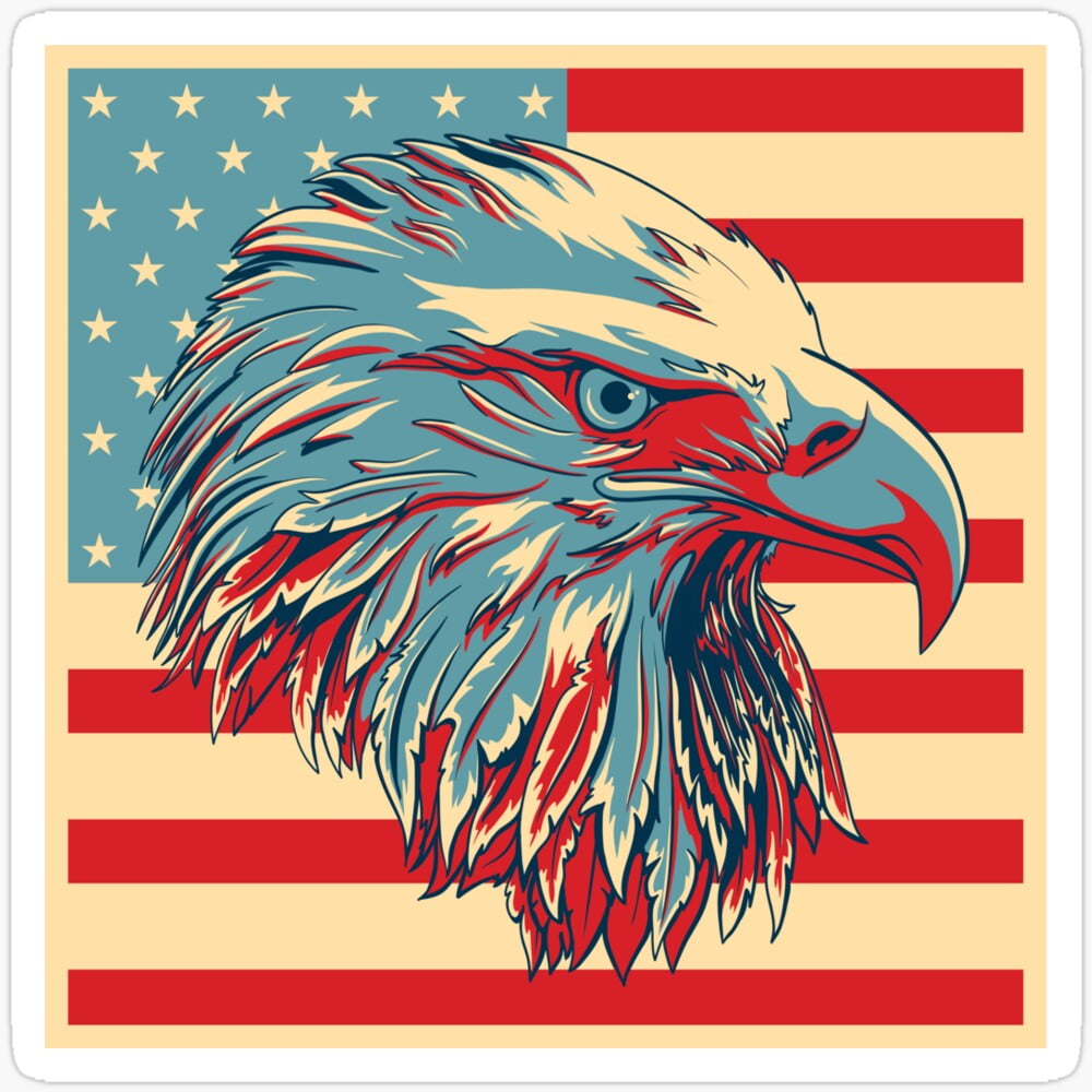 DOPASTICKER American Flag Bald Eagle Sticker Fourth Of July Sticker ...