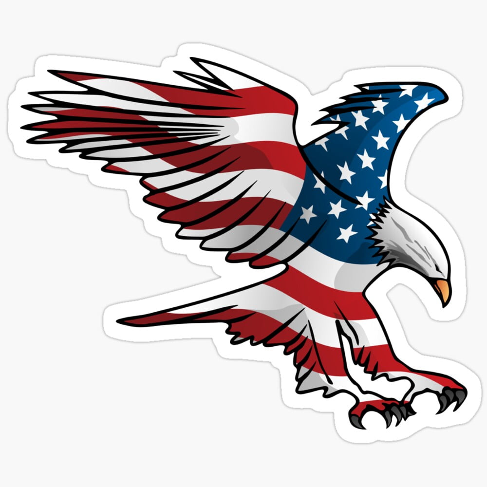DOPASTICKER American Flag Eagle Sticker Fourth Of July Sticker ...