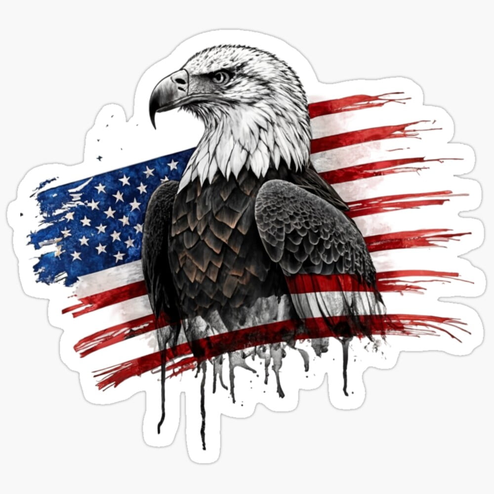 DOPASTICKER American Flag Eagle Sticker Fourth Of July Sticker ...