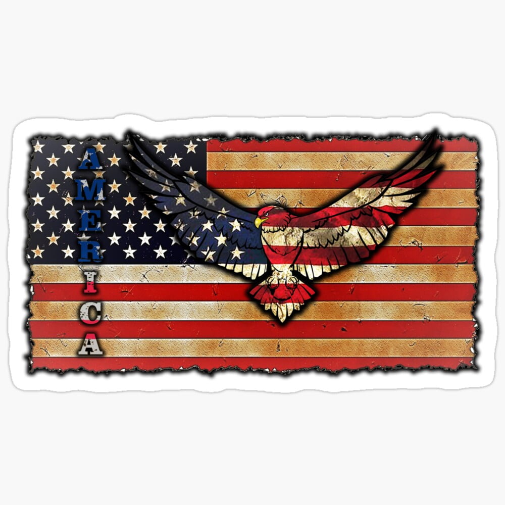 DOPASTICKER American Flag Eagle Sticker Fourth Of July Sticker ...