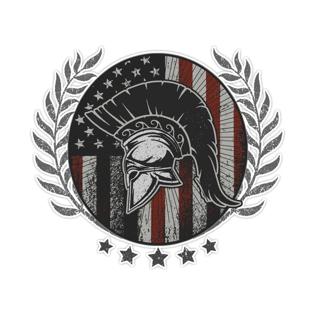 DOPASTICKER American Flag Grunge Sparta Emblem Brave Fighter Sticker ...