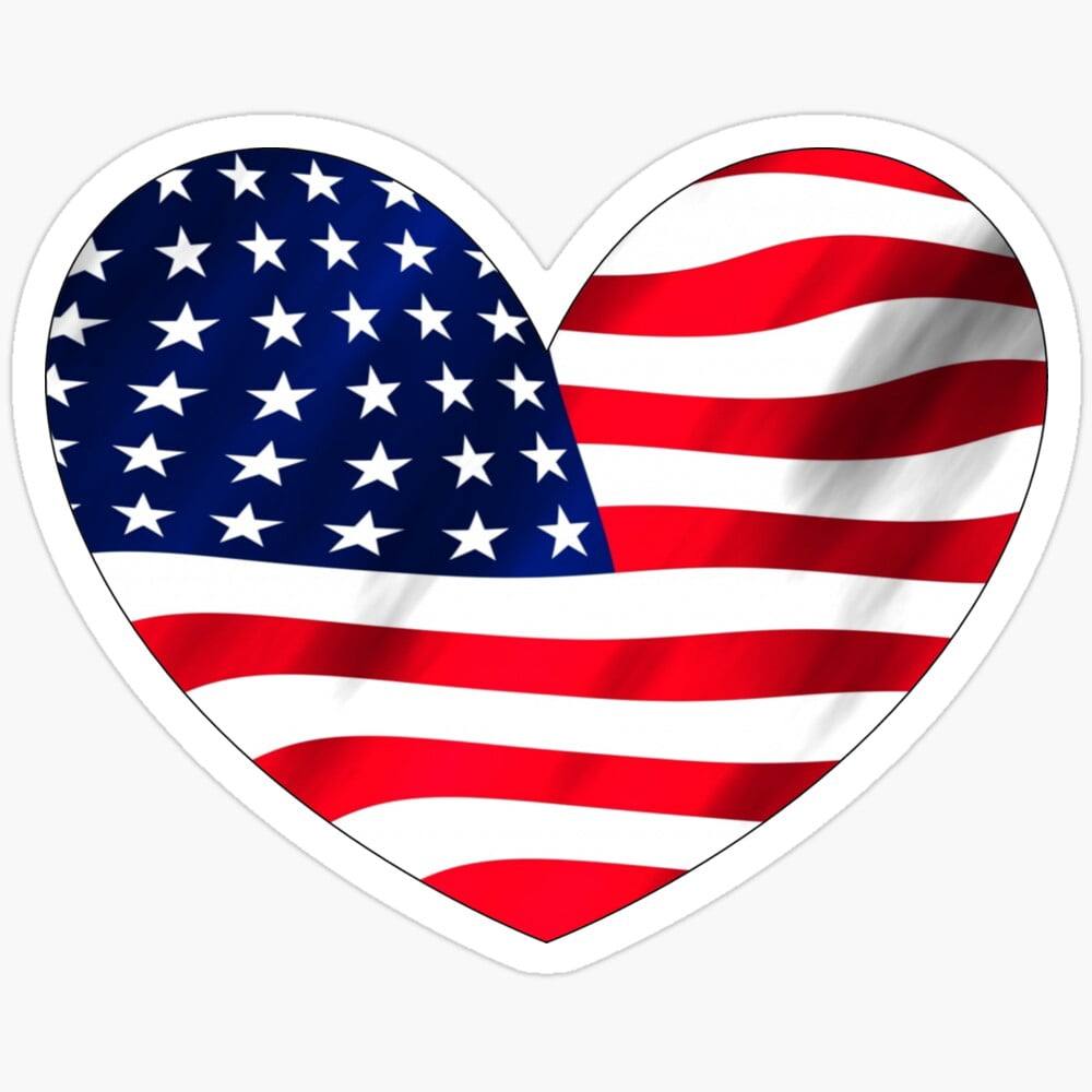 DOPASTICKER American Flag Heart Sticker Fourth Of July Sticker ...