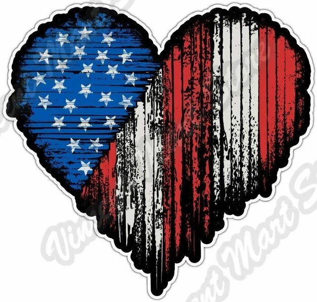 DOPASTICKER American Flag Heart Usa Patriot Love Car Sticker Decal ...