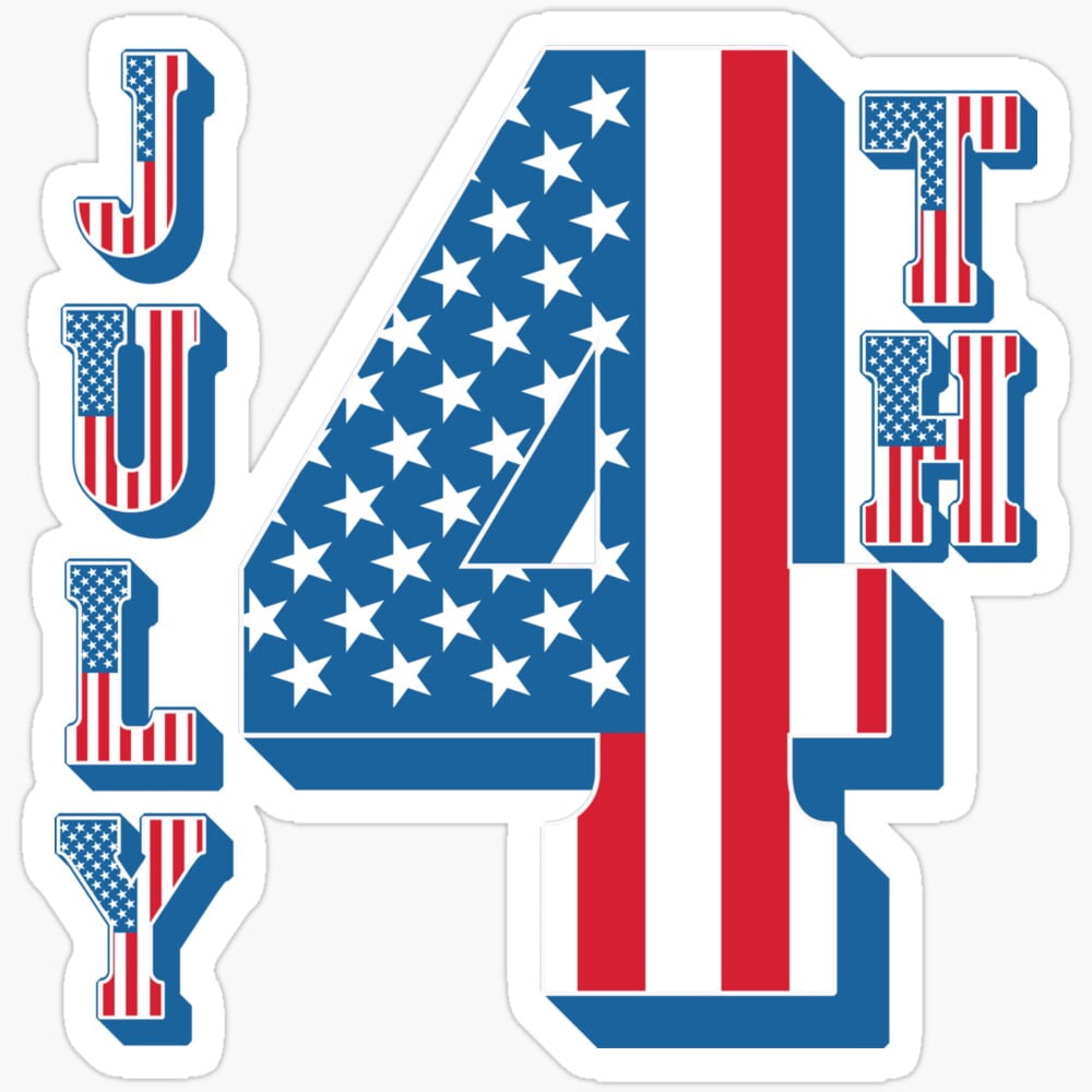 DOPASTICKER American Flag - July 4Th Text Sticker Fourth Of July ...