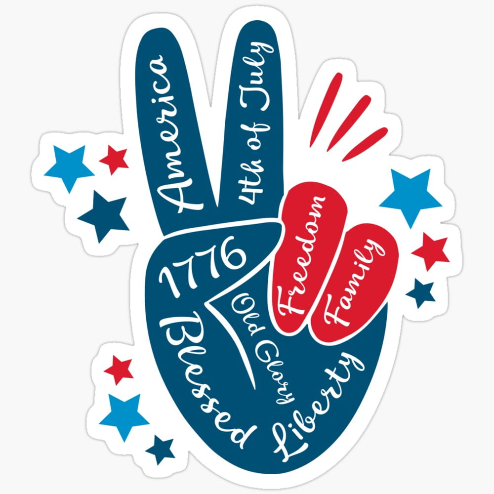 DOPASTICKER American Flag Peace Sign Hand Sticker Fourth Of July ...