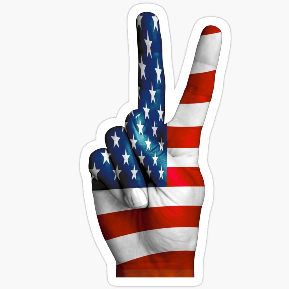 DOPASTICKER American Flag Victory Sign Sticker Fourth Of July Sticker ...