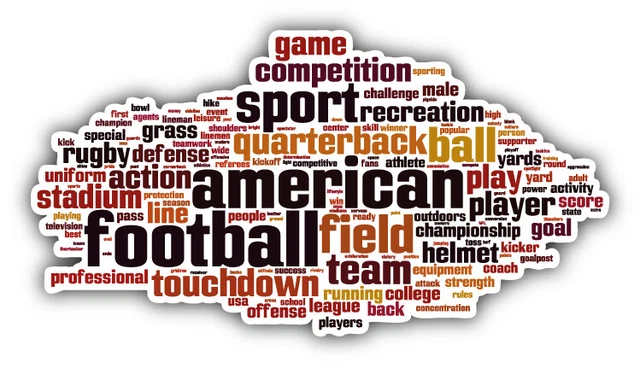 DOPASTICKER American Football Word Cloud Car Sticker Phone Decal Water ...