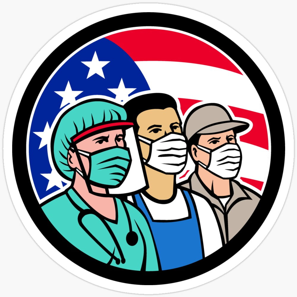 DOPASTICKER American Front Line Workers As Heroes Circle Sticker Phone ...