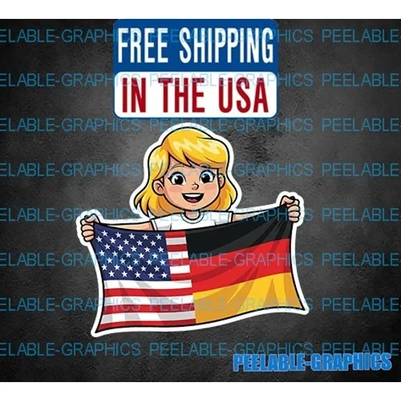 DOPASTICKER American German Girl Germany Flag Car Sticker Phone Sticker ...