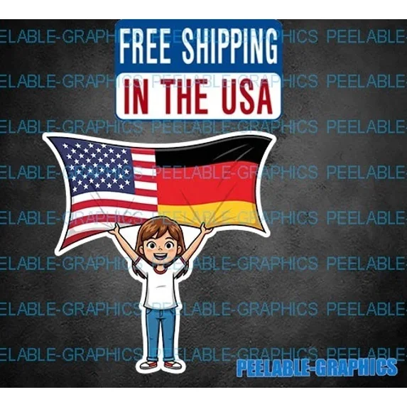 DOPASTICKER American German Girl Germany Flag Car Sticker Phone Sticker ...