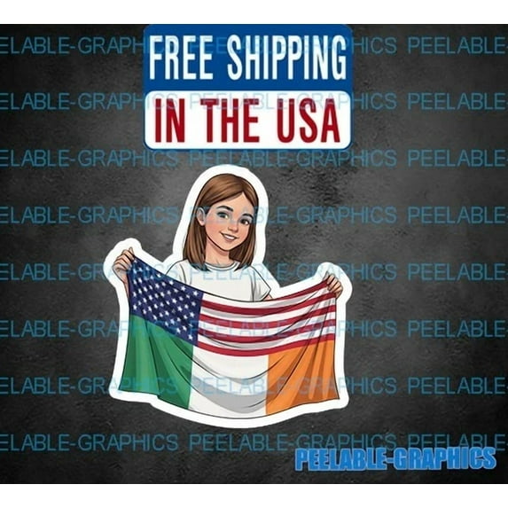 DOPASTICKER American Irish Girl Ireland Usa Flag Car Sticker Phone ...
