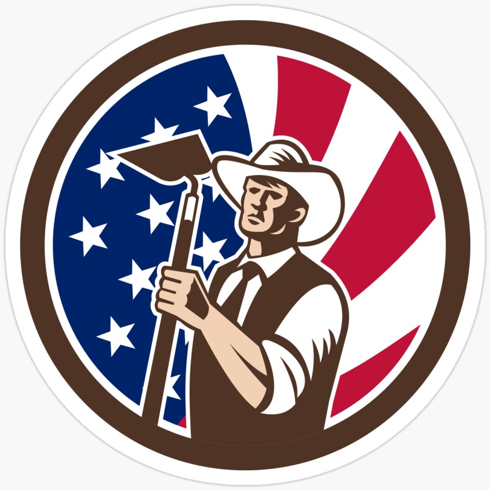 DOPASTICKER American Organic Farmer Usa Flag Icon Sticker Phone Decal ...