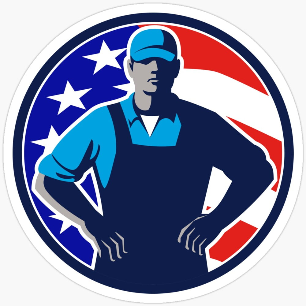 DOPASTICKER American Organic Farmer Usa Flag Mascot Sticker Phone Decal ...