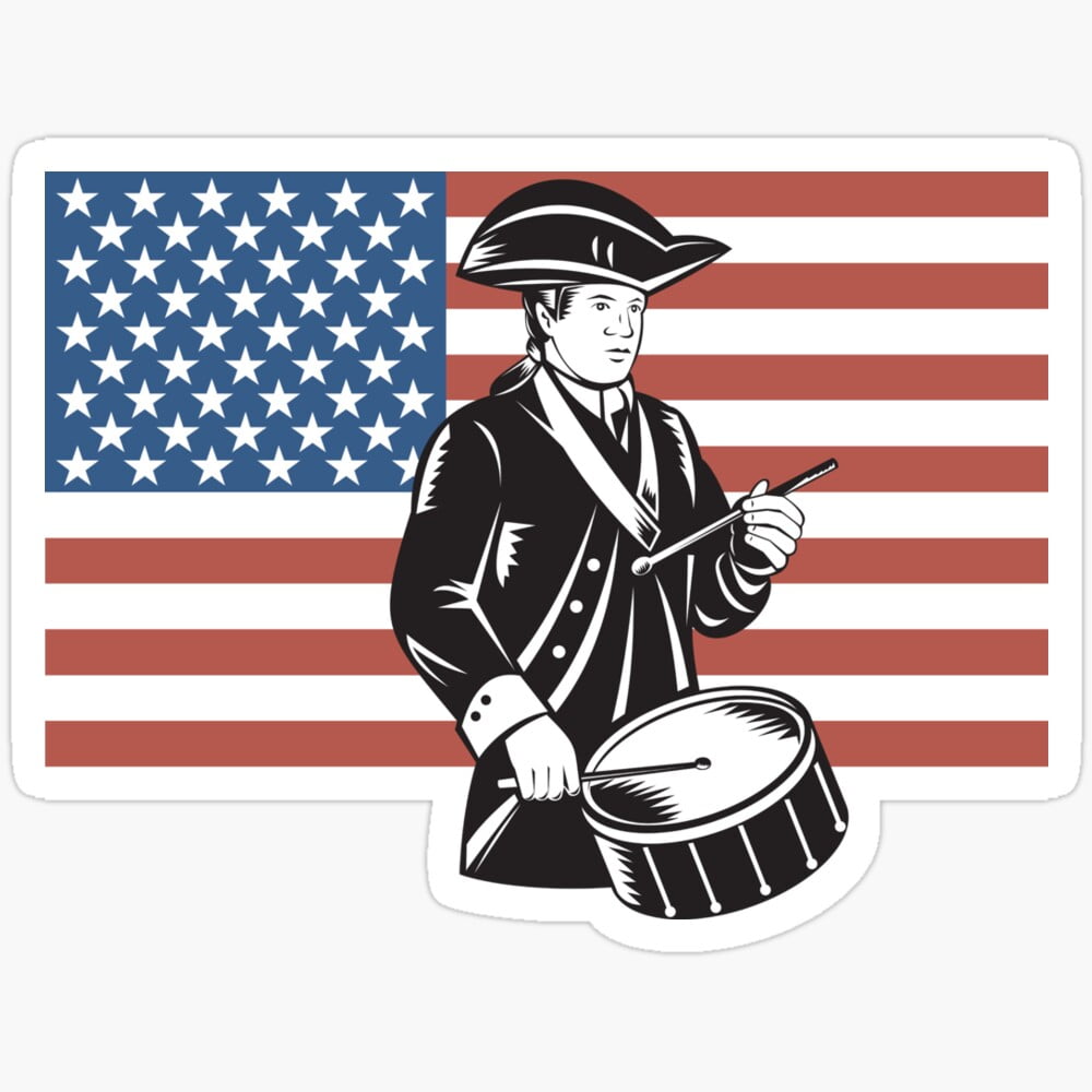 DOPASTICKER American Patriot Drummer Stars And Stripes Flag Sticker ...