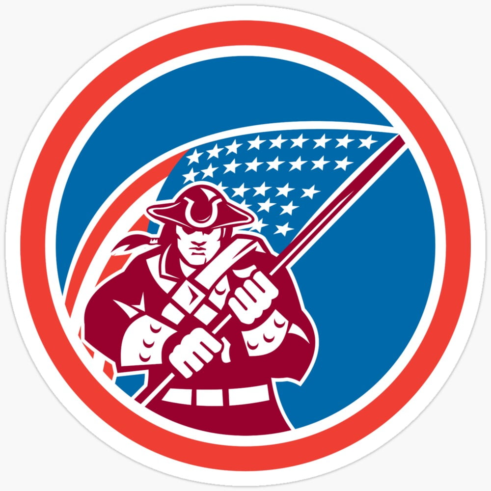 DOPASTICKER American Patriot Holding Flag Circle Sticker Phone Decal ...