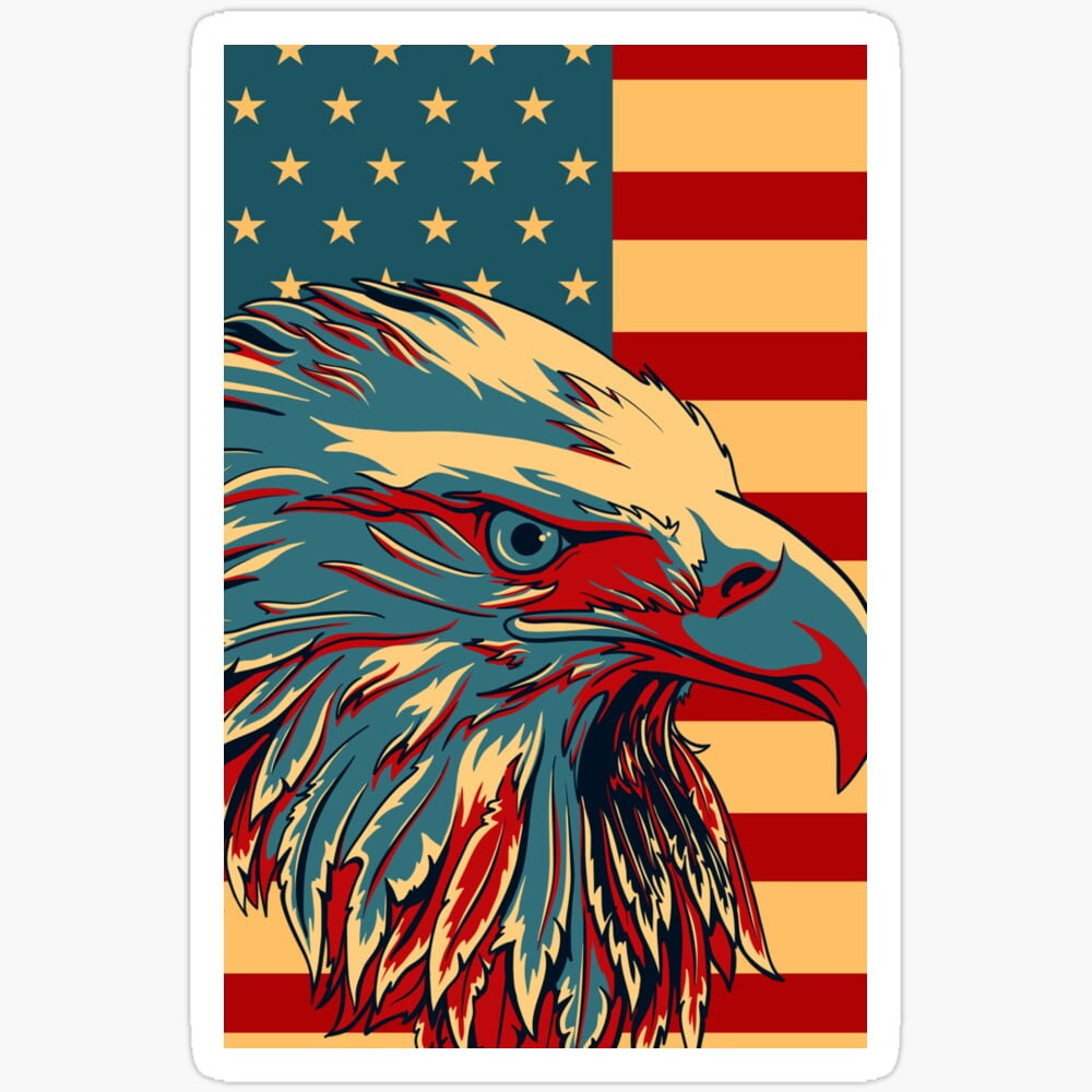DOPASTICKER American Patriotic Eagle Bald Sticker Fourth Of July ...
