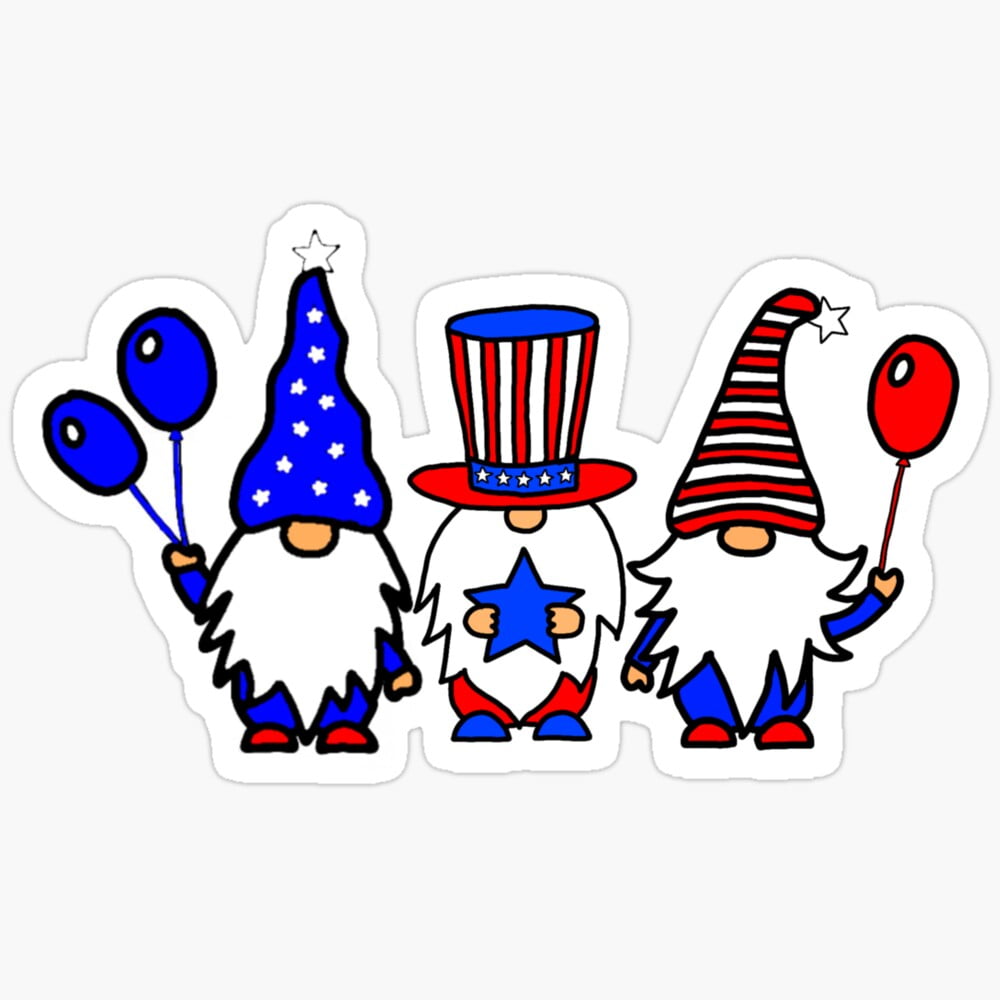 DOPASTICKER American Patriotic Gnomes- Usa Independence Day Sticker ...