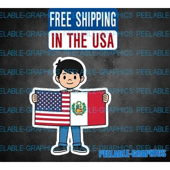 DOPASTICKER American Peru Boy Peruvian Flag Car Sticker Phone Sticker ...