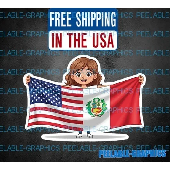 DOPASTICKER American Peru Girl Peruvian Flag Car Sticker Phone Sticker ...