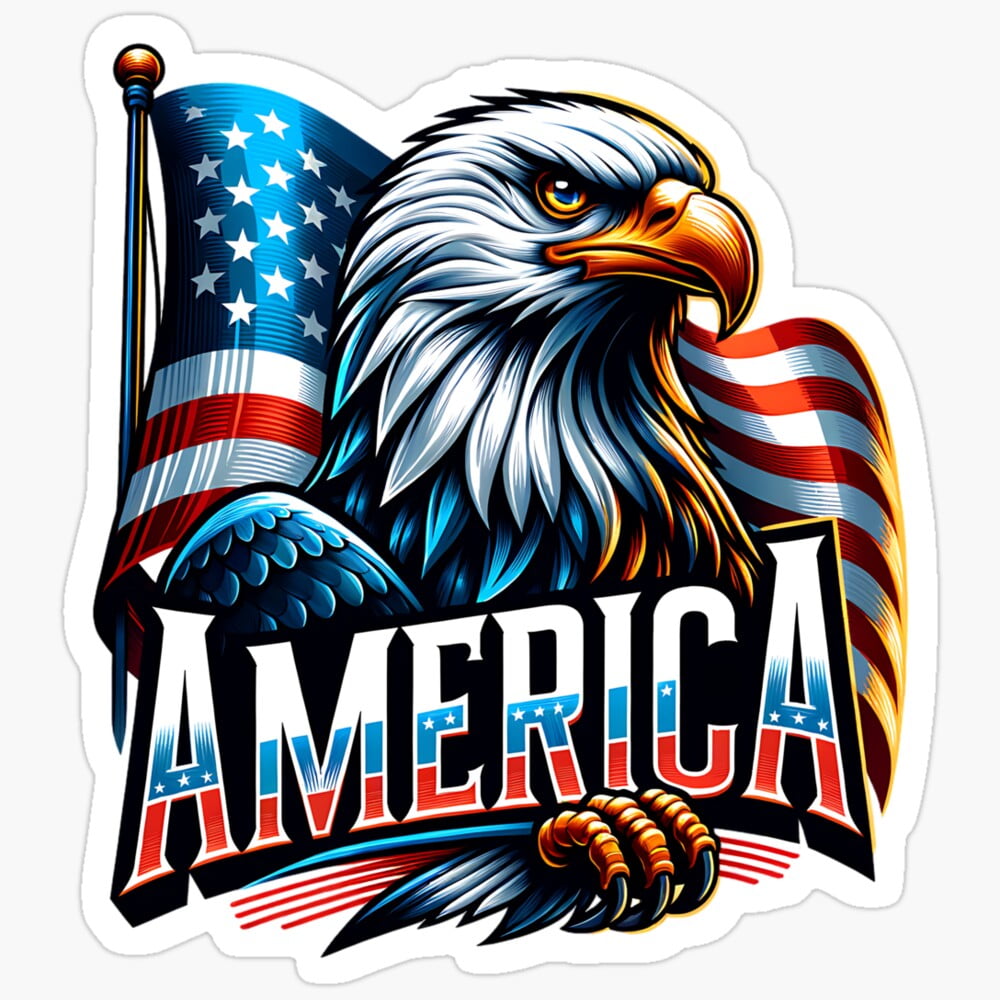 DOPASTICKER American Proud Eagle Usa Flag 4Th Of July Grunt Sticker ...