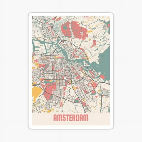 DOPASTICKER Amsterdam City Map Chalk Retro City Map Poster Sticker ...