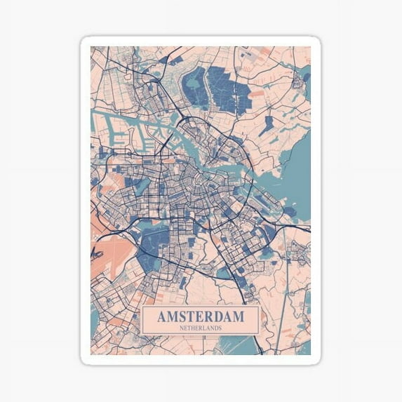 DOPASTICKER Amsterdam City Map Sticker Phone Decal Water Bottle ...