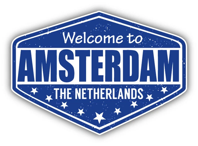 DOPASTICKER Amsterdam City Netherlands Grunge Travel Stamp Sticker ...