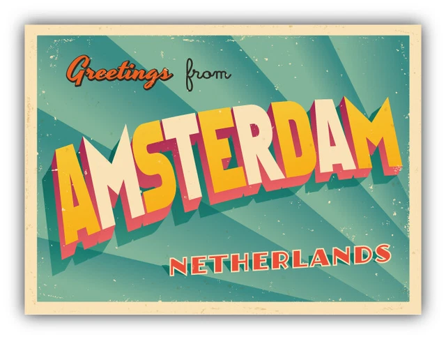 DOPASTICKER Amsterdam Netherlands Retro Greetings Label Sticker Decal ...