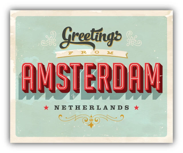 DOPASTICKER Amsterdam Netherlands Vintage Greetings Label Sticker Phone ...