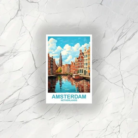 DOPASTICKER Amsterdam Travel Sticker Netherlands City Skyline Sunset ...
