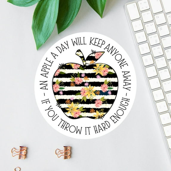 DOPASTICKER An Apple A Day Will Keep Anyone Away Stickers, Office ...