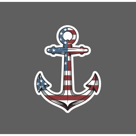 DOPASTICKER Anchor Usa Flag Sticker America Patriotic Sail Ocean ...