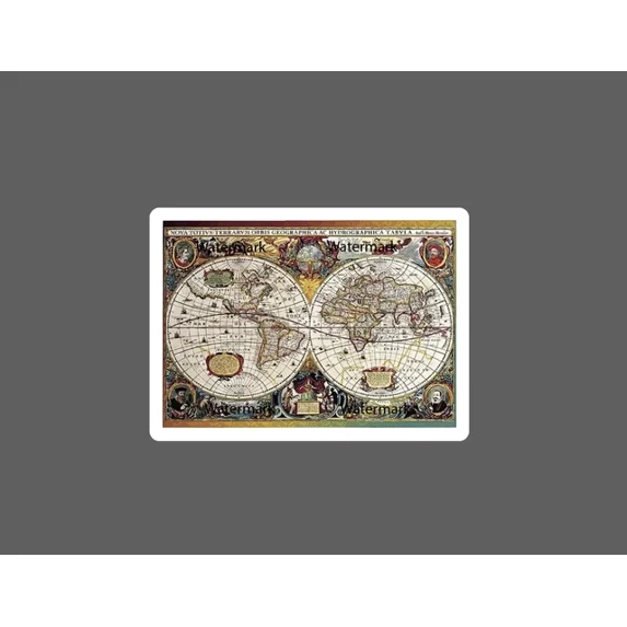 DOPASTICKER Ancient Map Sticker World Retro Vintage Sticker Phone ...