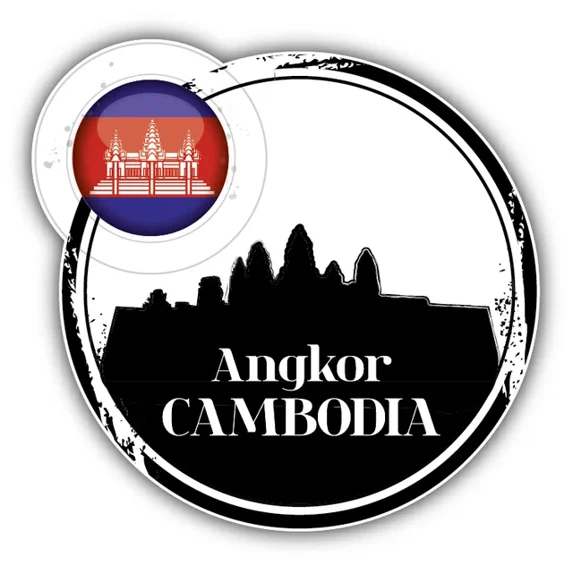 DOPASTICKER Angkor Cambodia Flag Grunge Sticker Decal Phone Decal Water ...