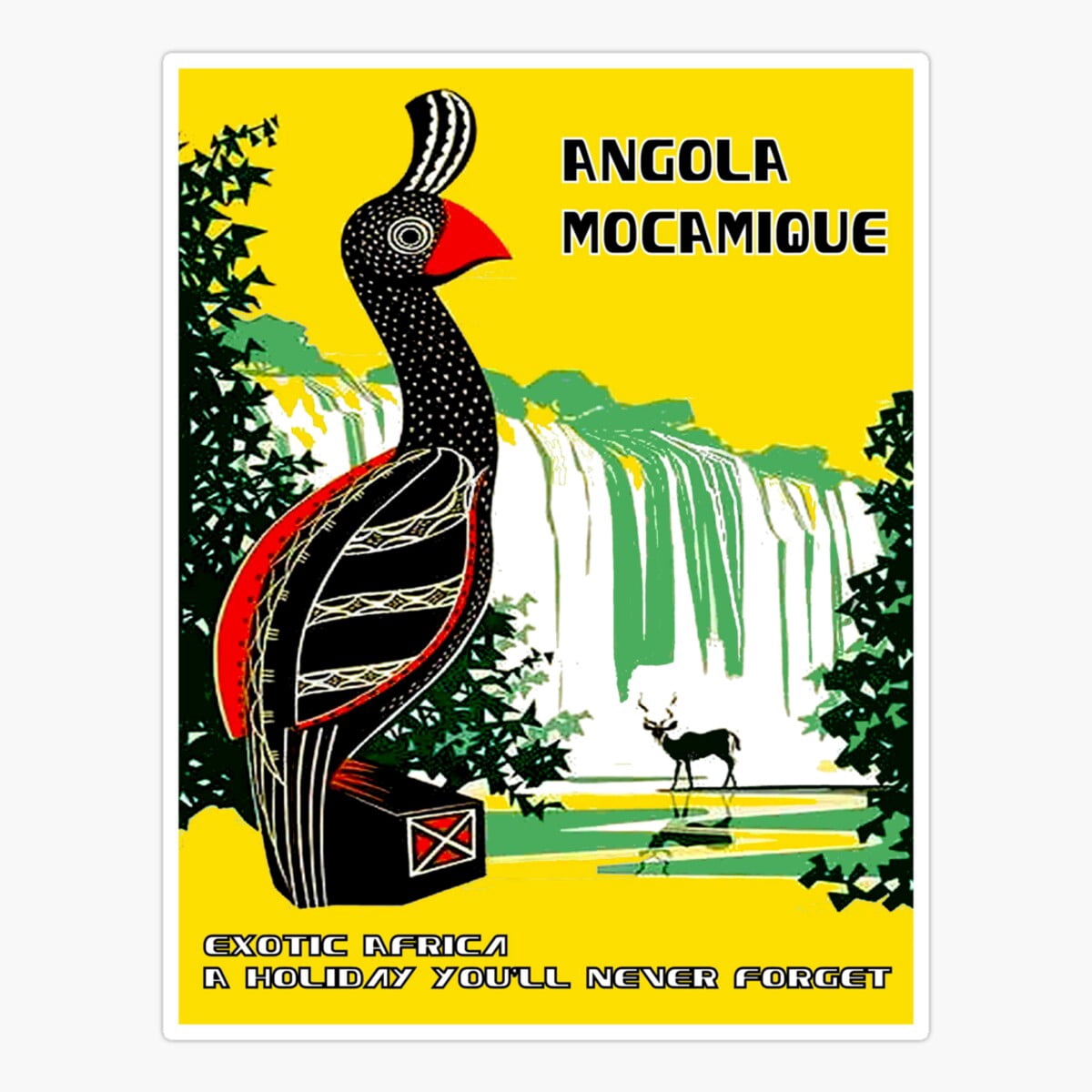 DOPASTICKER Angola Mocamique Africa Travel Advertising Print Sticker ...