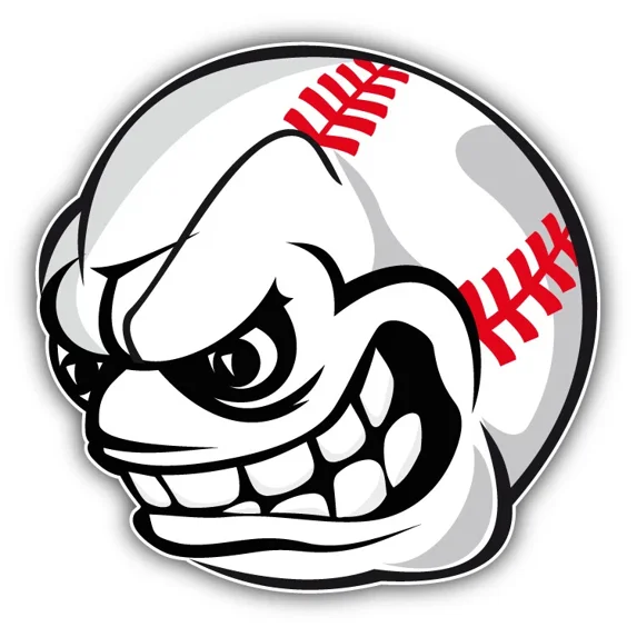 DOPASTICKER Angry Baseball Face Mascot Sticker Decal Phone Decal Water ...