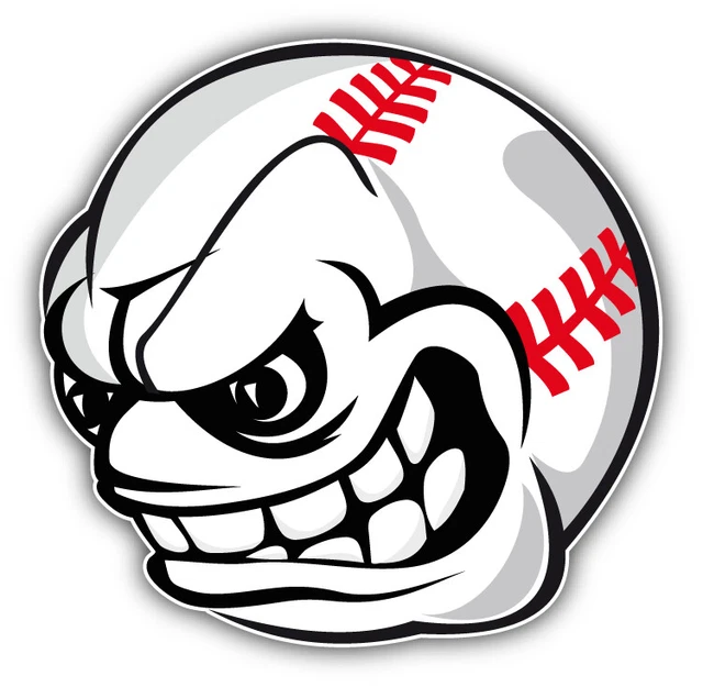 DOPASTICKER Angry Baseball Face Mascot Sticker Decal Phone Decal Water ...