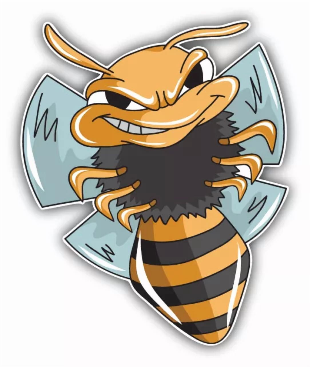 DOPASTICKER Angry Bee Cartoon Sticker Decal Phone Decal Water Bottle ...