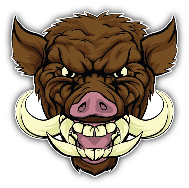 DOPASTICKER Angry Boar Head Mascot Animal Sticker Decal Phone Decal ...