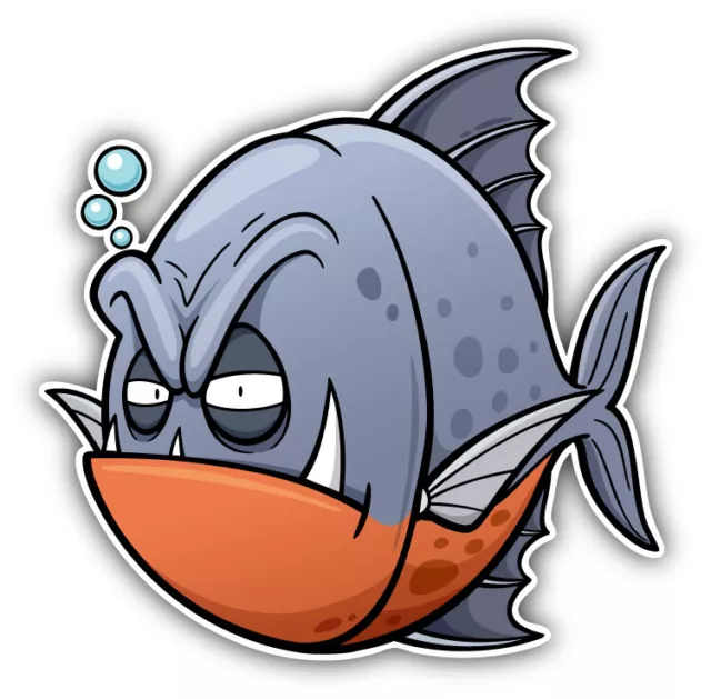 DOPASTICKER Angry Fish Cartoon Sticker Decal Phone Decal Water Bottle ...