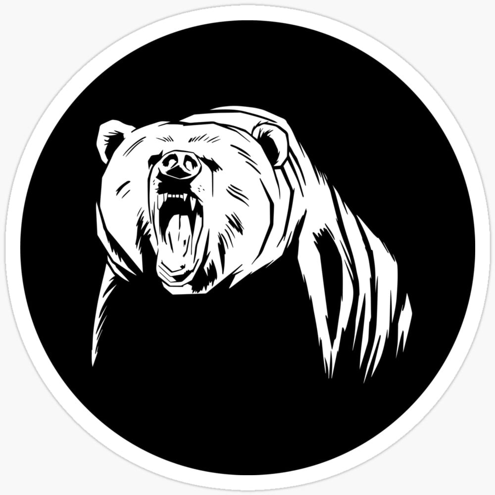 DOPASTICKER Angry Grizzly Bear Roaring Silhouette Sticker, Decorate ...