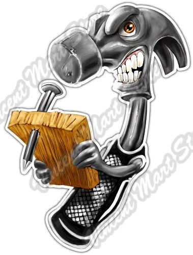 DOPASTICKER Angry Hammer Construction Carpenter Handy Car Sticker Decal ...