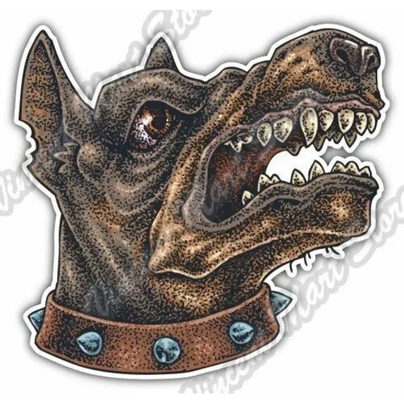 DOPASTICKER Angry Hell Dog Head Beast Pet Fighting Car Sticker Decal ...