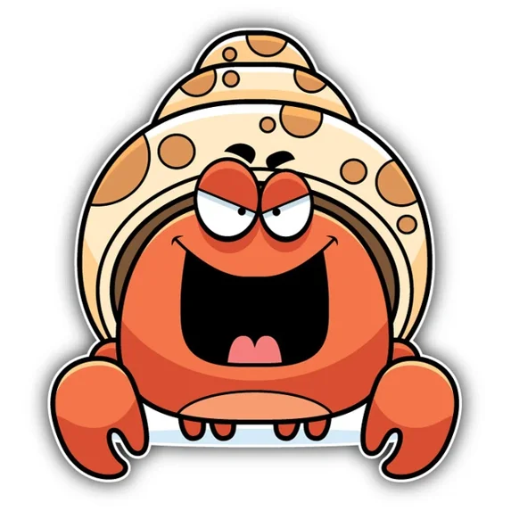 DOPASTICKER Angry Hermit Crab Sticker Decal Phone Decal Water Bottle ...