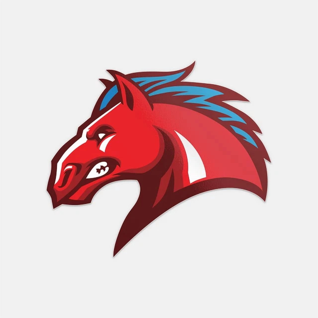 DOPASTICKER Angry Horse Red Head Mascot Sticker Decal Phone Decal Water ...