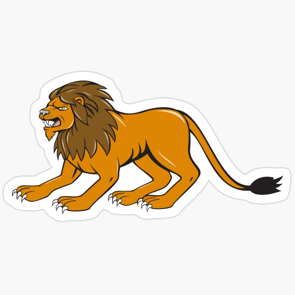 DOPASTICKER Angry Lion Crouching Side Sticker Phone Decal Water Bottle ...